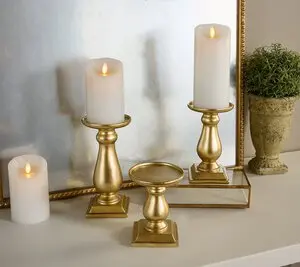 VALERIE PARR HILL Set-3 Flippable Pedestal Candle Holders-valerie - One-color