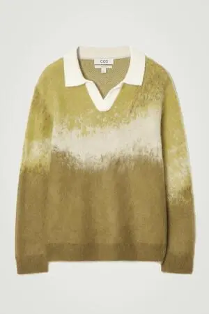 Cos Brushed Mohair-blend Polo Sweater - Yellow
