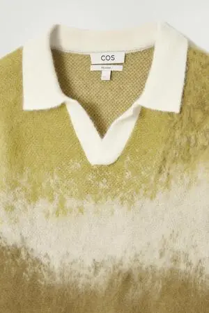 Cos Brushed Mohair-blend Polo Sweater - Yellow