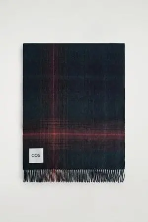 Cos Fringed Wool-cashmere Scarf - Navy