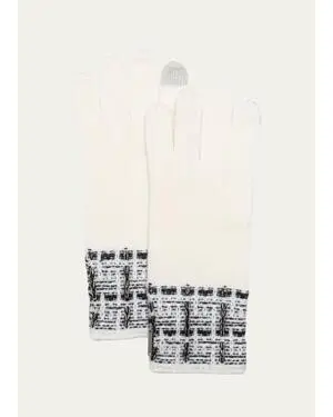 Gorski Gorski Cashmere Knit Gloves White Black