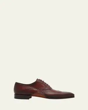 Magnanni Magnanni Bowden Wingtip Leather Oxfords - Cognac