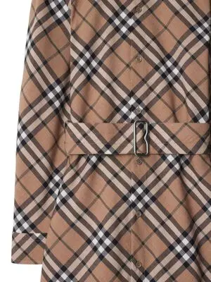 Burberry Check Wool-blend Chemisier Dress - Beige