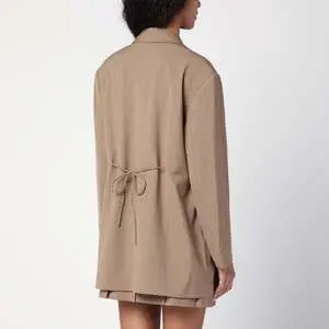 GANNI Double Breasted Overcoat Brown Mélange Jacket