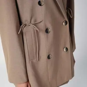 GANNI Double Breasted Overcoat Brown Mélange Jacket