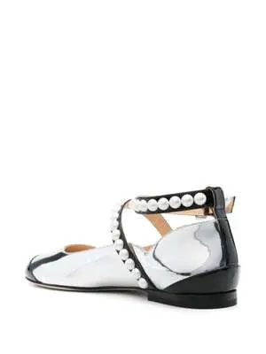 Mach & Mach Leather Bicolor Ballerinas - Silver