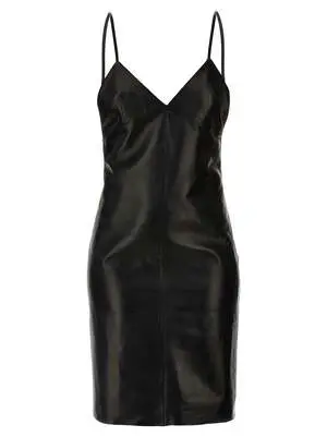 Saint Laurent Leather Slip Dress - Black