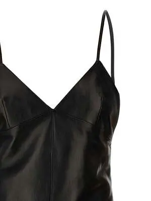 Saint Laurent Leather Slip Dress - Black