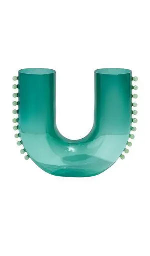 FAZEEK Pearl U Vase In Teal - Teal & Jade