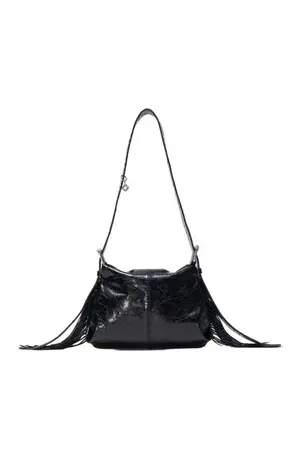 Maje Miss M Mini Cracked Leather Bag - Black