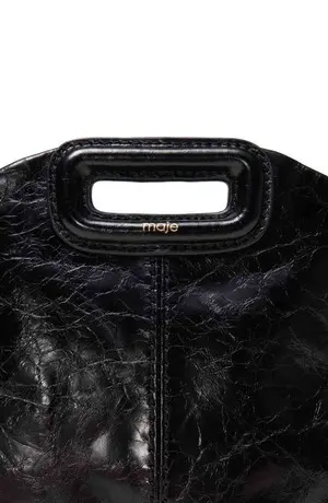 Maje Miss M Mini Cracked Leather Bag - Black