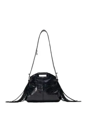 Maje Miss M Mini Cracked Leather Bag - Black