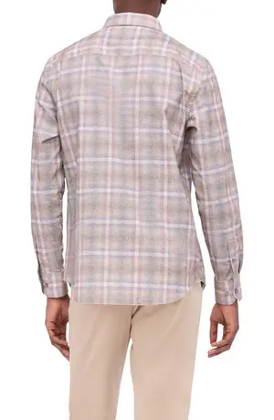 Bugatchi Karl Shaped Fit Windowpane Check Stretch Button-up Shirt