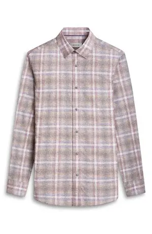 Bugatchi Karl Shaped Fit Windowpane Check Stretch Button-up Shirt