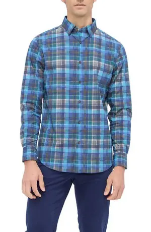 Bugatchi Karl Shaped Fit Check Stretch Button-up Shirt