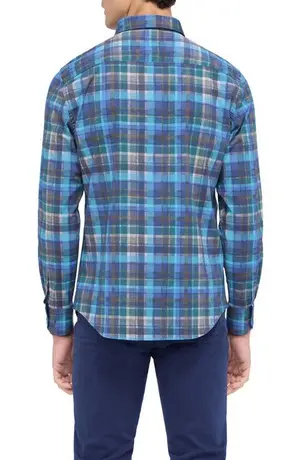 Bugatchi Karl Shaped Fit Check Stretch Button-up Shirt