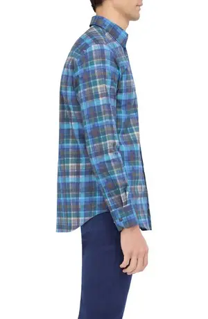 Bugatchi Karl Shaped Fit Check Stretch Button-up Shirt