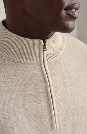RHONE Commuter Quarter-zip Sweater - Bone
