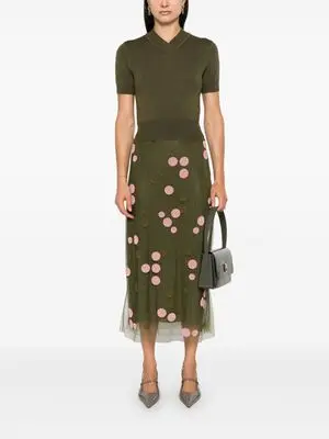 Fendi Polka-dot Tulle Midi Skirt
