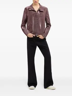 COURREGES Shaded-logo Patent Biker Jacket - Brown