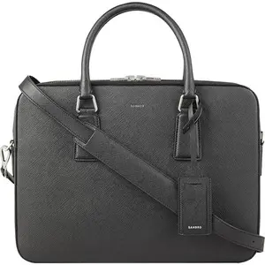 Sandro Saffiano Patterned Reconstituted Leather Briefcase - Black