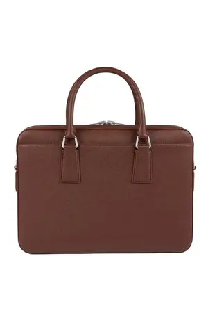 Sandro Saffiano Patterned Reconstituted Leather Briefcase - Cognac