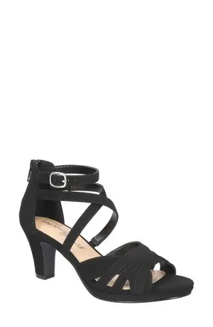 EASY WORKS BY EASY STREET Crissa Strappy Block Heel Sandal - Black Lamy