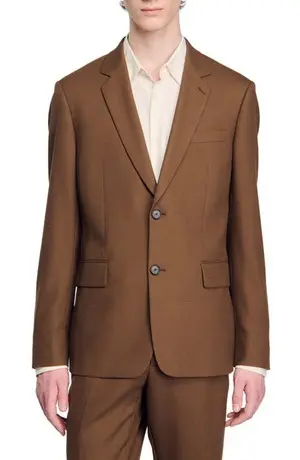 Sandro Wool Suit Jacket Caramel