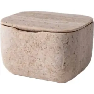 ANDJACOB DECOR Less Is More Square Container - Travertine Marble