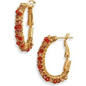 Gas Bijoux Gas Bijoux Lucky Lyre Hoop Earrings Gold Orange Red