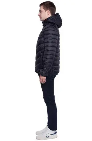 ROKKA&ROLLA Lightweight Quilted Hooded Puffer Jacket - Very Black