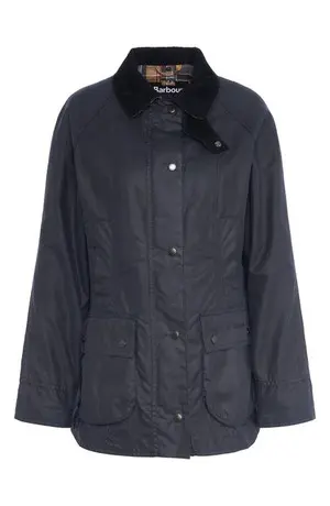 Barbour Beadnell Water Resistant Waxed Cotton Jacket - Navy