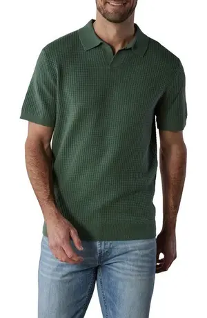 THE NORMAL BRAND Waffle Knit Polo Pine