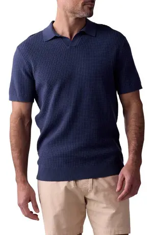 THE NORMAL BRAND Waffle Knit Polo Vintage Blue