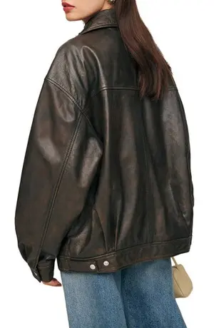 REFORMATION Veda Marco Oversized Leather Bomber Jacket