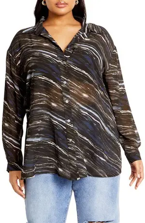 City Chic Sheer Lover Printed Shirt