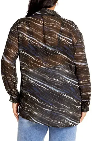City Chic Sheer Lover Printed Shirt
