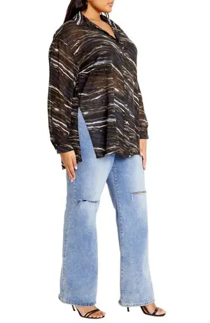 City Chic Sheer Lover Printed Shirt