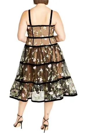 City Chic Floral Embroidery A-line Dress