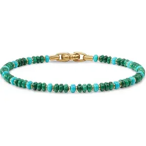 David Yurman 18k Yellow Gold Spiritual Beads Bracelet With Malachite And Turquoise - 18k Gold