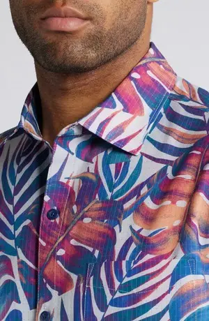 Tommy Bahama Bahama Coast Monarch Monstera Short Sleeve Performance Button-up Shirt