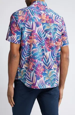 Tommy Bahama Bahama Coast Monarch Monstera Short Sleeve Performance Button-up Shirt