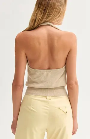 CRESCENT Cowl Neck Halter Knit Top