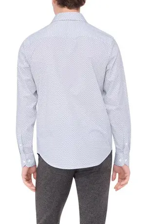 Bugatchi James Ooohcotton® Geo Print Button-up Shirt - White