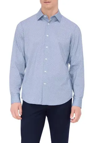 Bugatchi James Ooohcotton® Print Button-up Shirt Cobalt