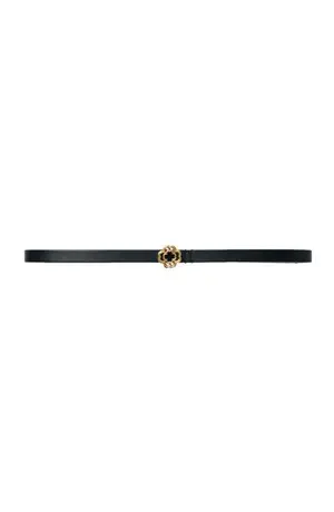 Maje Slim Leather Clover Belt - Midnight