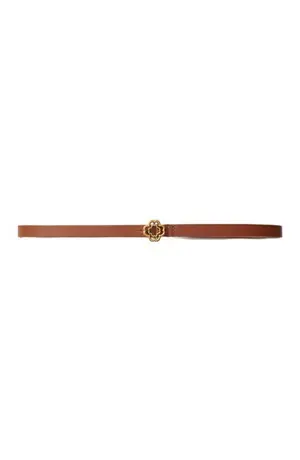 Maje Slim Leather Clover Belt - Camel