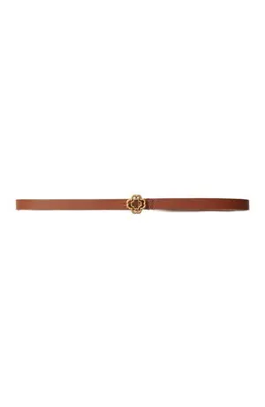 Maje Slim Leather Clover Belt - Camel