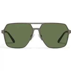 Quay Backstage Pass Aviator Sunglasses - Gunmetal / Green
