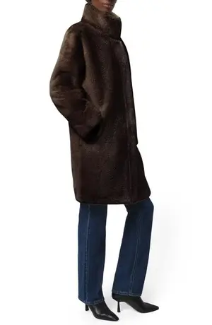 Apparis Blair Mid-length Faux Fur Coat - Espresso